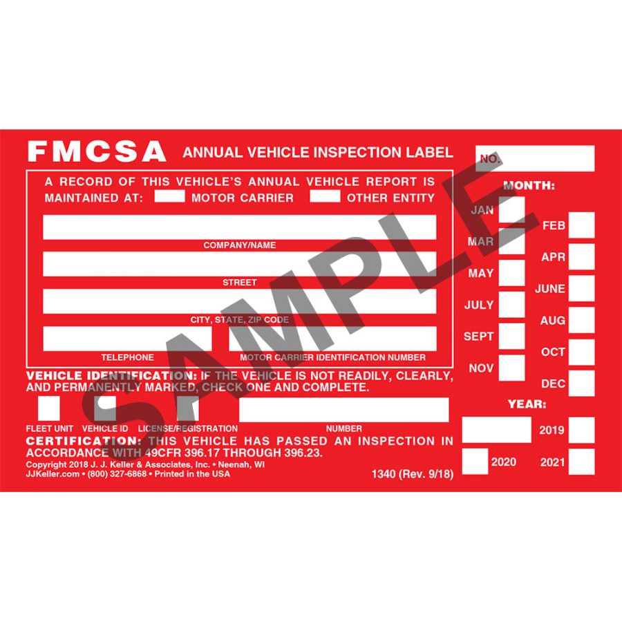 Annual Vehicle Inspection Label – Aluminum w/ Punch Boxes – American Pride