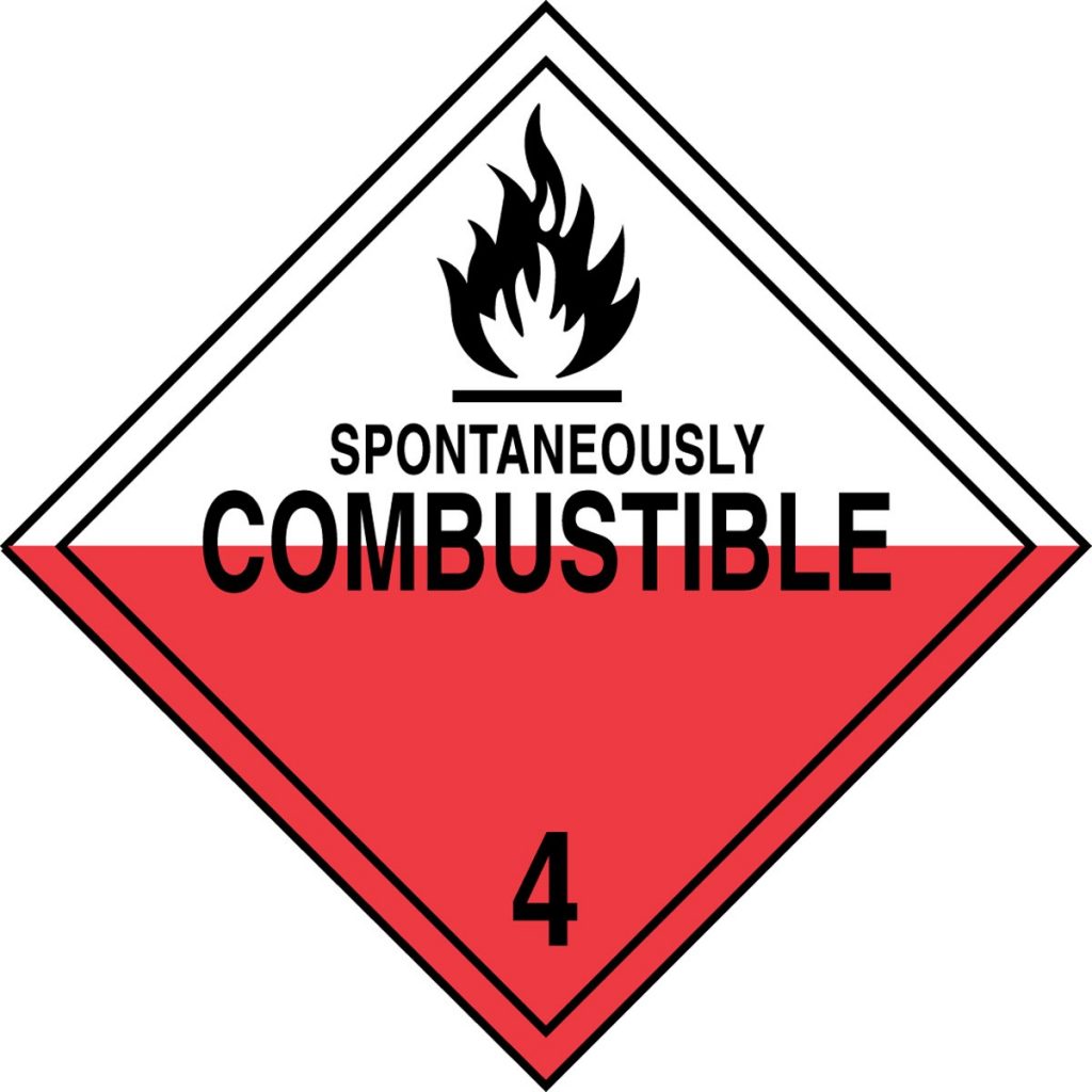 Accuform “Spontaneously Combustible” Sign (B01N14I778) – American Pride