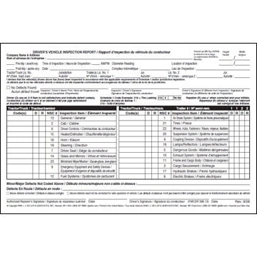 Simplified Driver’s Vehicle Inspection Report – Vertical Format, 3-Ply ...