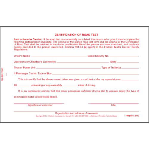 Check Sheet for Driver Qualification Forms – Snap-Out Format – 2-Ply ...