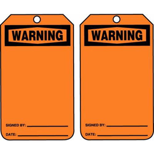 Warning – OSHA Safety Tag – Cardstock, 25 per pack (Part # 47611 ...