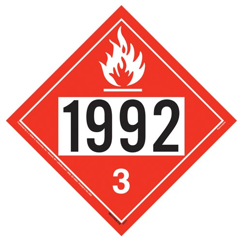 1992 Placard – Class 3 Flammable Liquid – 4 mil Vinyl Removable ... 1992 Placard – Class 3 Flammable Liquid – 4 mil Vinyl Removable ...